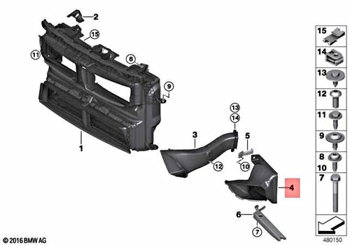 Genuine BMW X1 F48 X1 18i 20i 20iX Air Duct Displaced Radiator Left ...