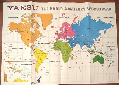 Vintage YAESU Amateur Radio Map of the World 28.5"X40" HAM RADIO ...