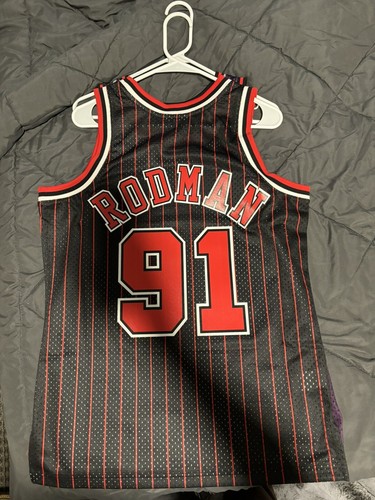 Rodman#91 Black and Red Striped Men’s Jersey | eBay