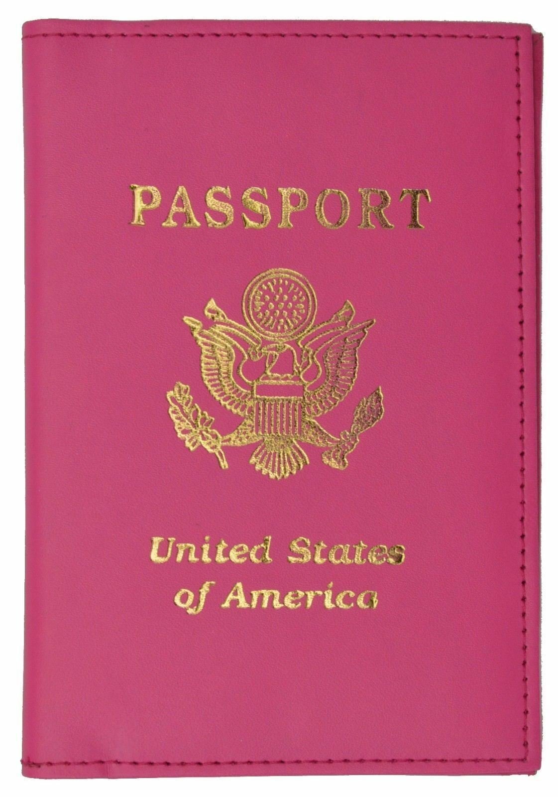 Hot Pink Travel Leather Passport Cover Organizer USA Card Case Wallet ...