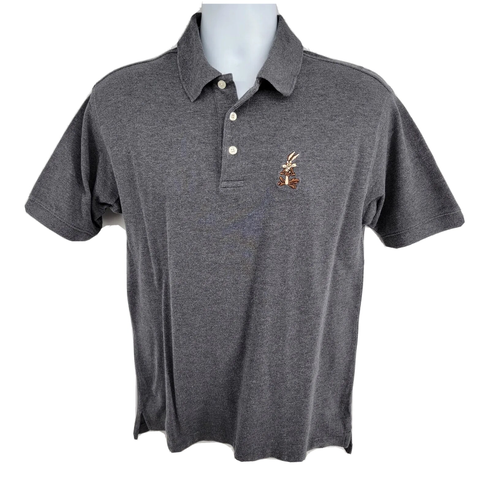 Wile E Coyote Super Genius Polo Golf Shirt Size S Gra… - Gem