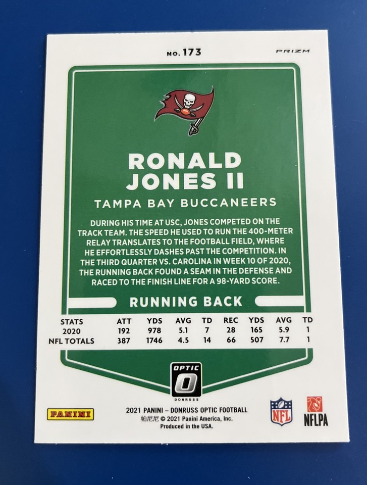 2021 Panini Donruss Optic Holo Prizm Ronald Jones II #173 🏈🏈 | eBay