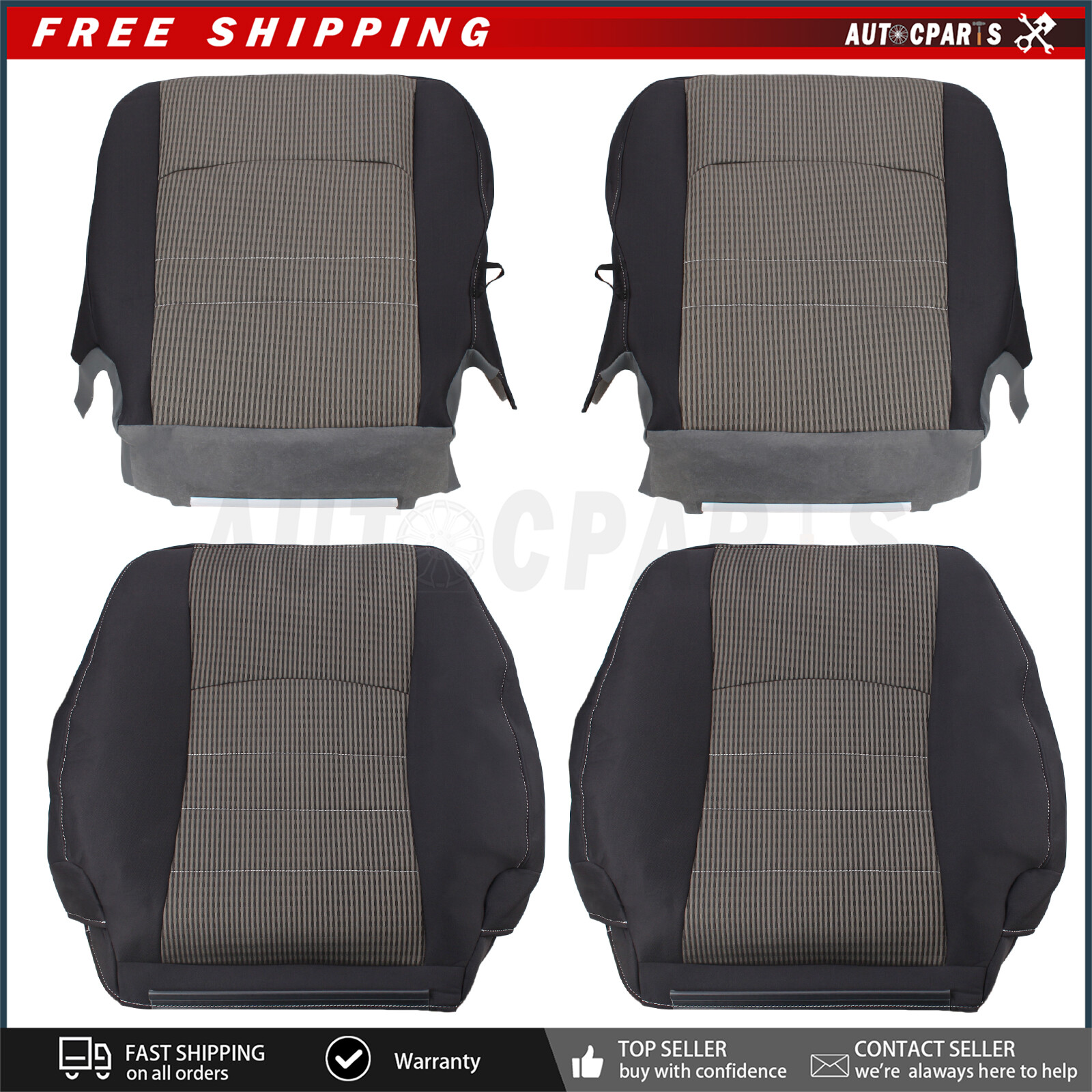 Front Cloth Seat Cover Gray For 2009 -2012 Dodge Ram 1500 2500 3500 ...
