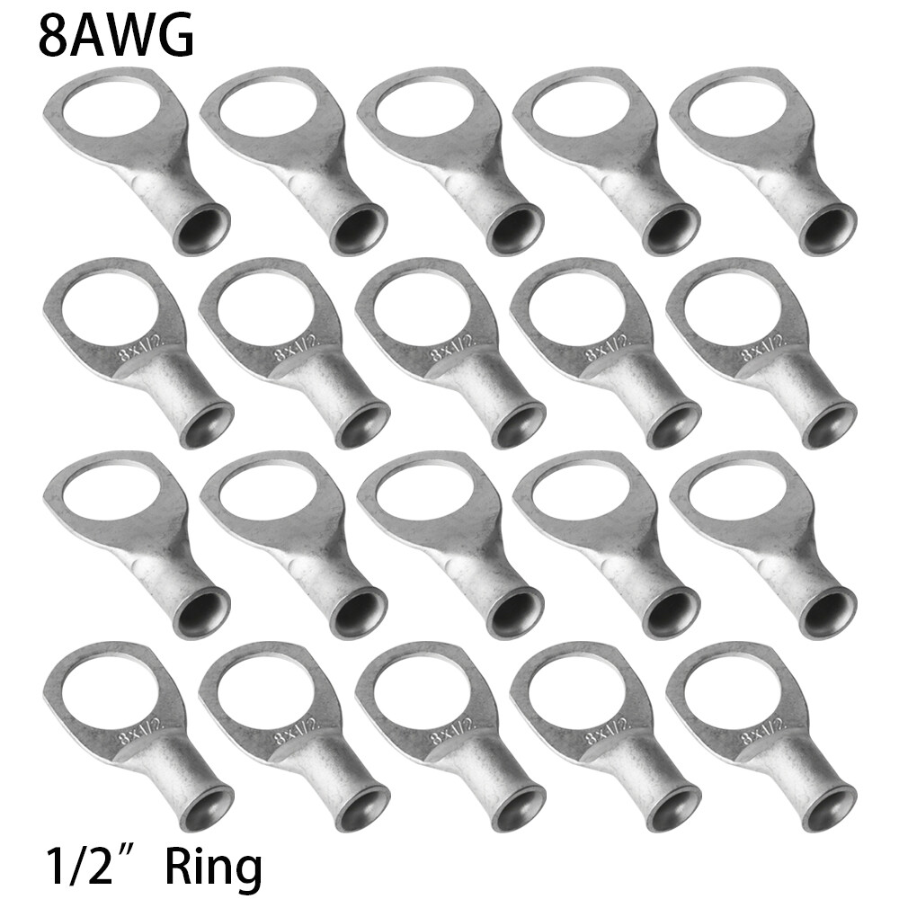 Tinned Copper AWG Ring Connectors Wire Terminals Lot 8 Gauge 1/2" Stud ...