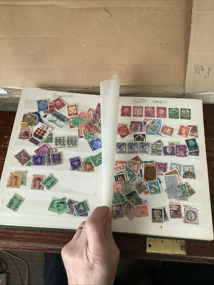 Old Stamp Album With Over 450 Old World Stamps. | eBay UK