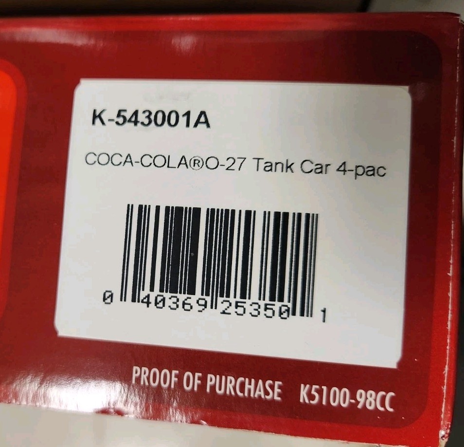K-Line Coca-Cola Tank Car 4-Pc Set K543001A O-27-Scale RARE NIB!! | eBay