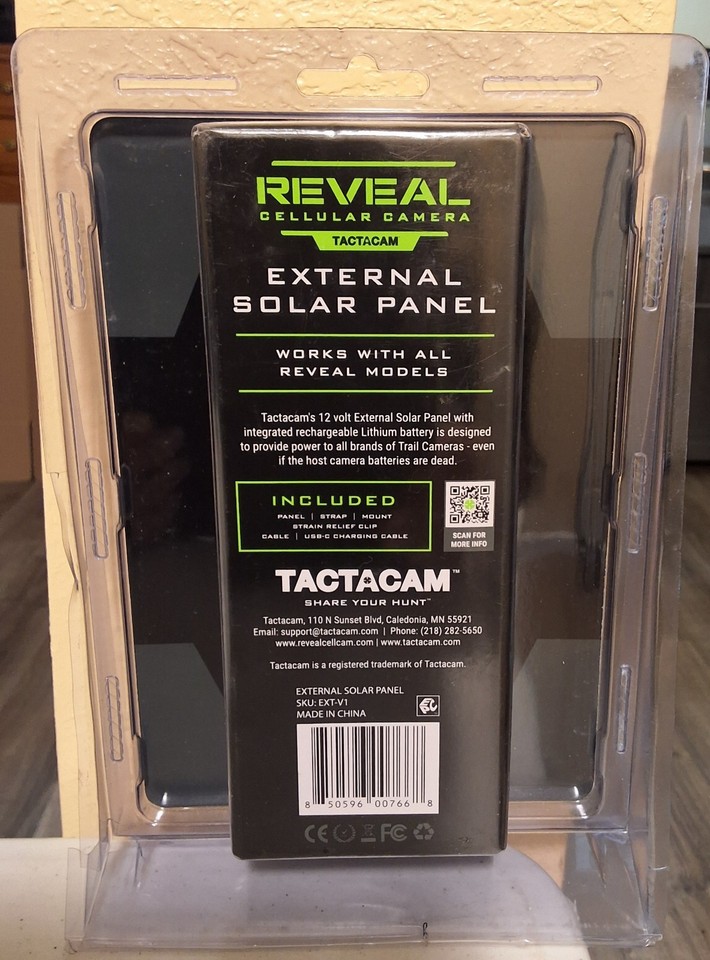 Tactacam Reveal External Solar Panel - Power Your Reveal Trail Camera ...