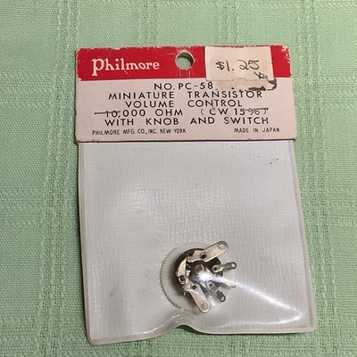 Philmore PC-58 Miniature Transistor Radio Volume Control With Switch ...