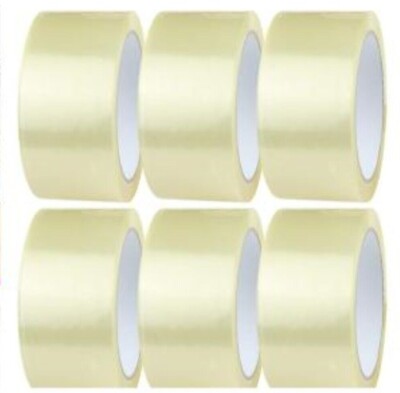 6 x Strong Clear Tape Buff Parcel Packing Tape 48MM X 66M Box Sealing ...
