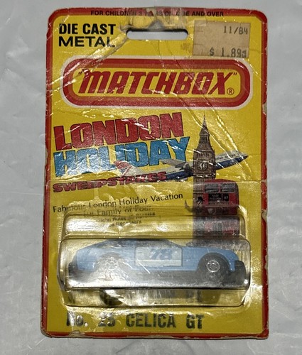MATCHBOX SUPERFAST 25 TOYOTA CELICA GT HATCH BLUE WITH BLACK BASE CARD ...