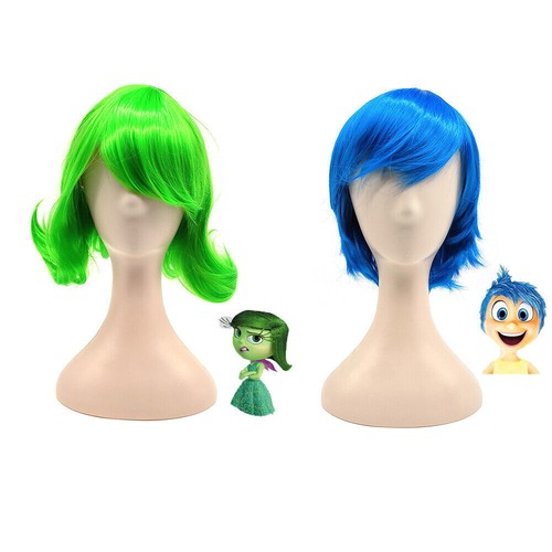 Inside Out Disgust/Joy Wig Cosplay Party Green Blue Short Hair Costume ...
