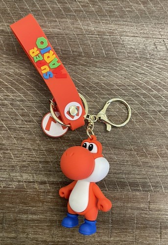 Yoshi 3D Rubber Keychain with Vibrant Red Orange Strap and Pendant ...