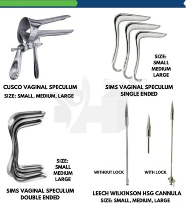 CUSCO SIMS Vaginal Speculum Leech Wilkinson HSG Cannula Gynecology 4 Pc ...