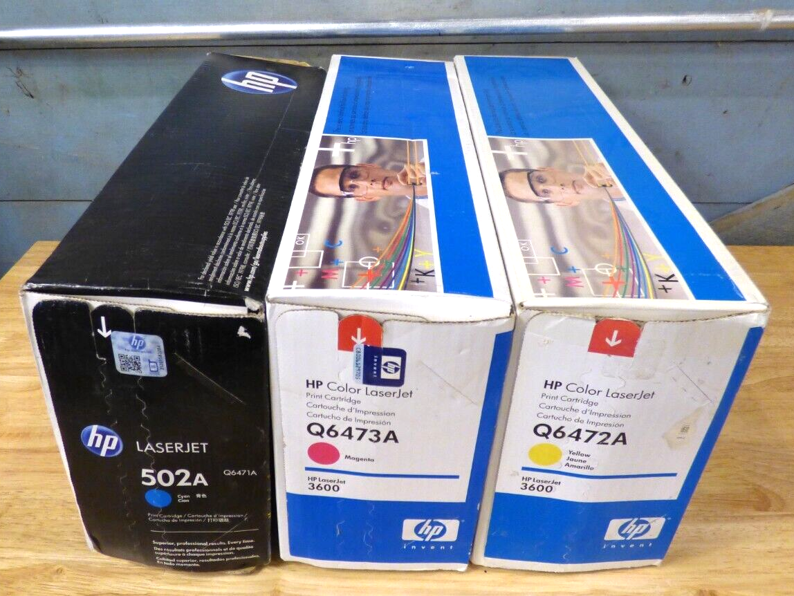 Genuine HP LaserJet 3600 Toner Set 502a Cyan Q6471a Magenta Q6473a ...