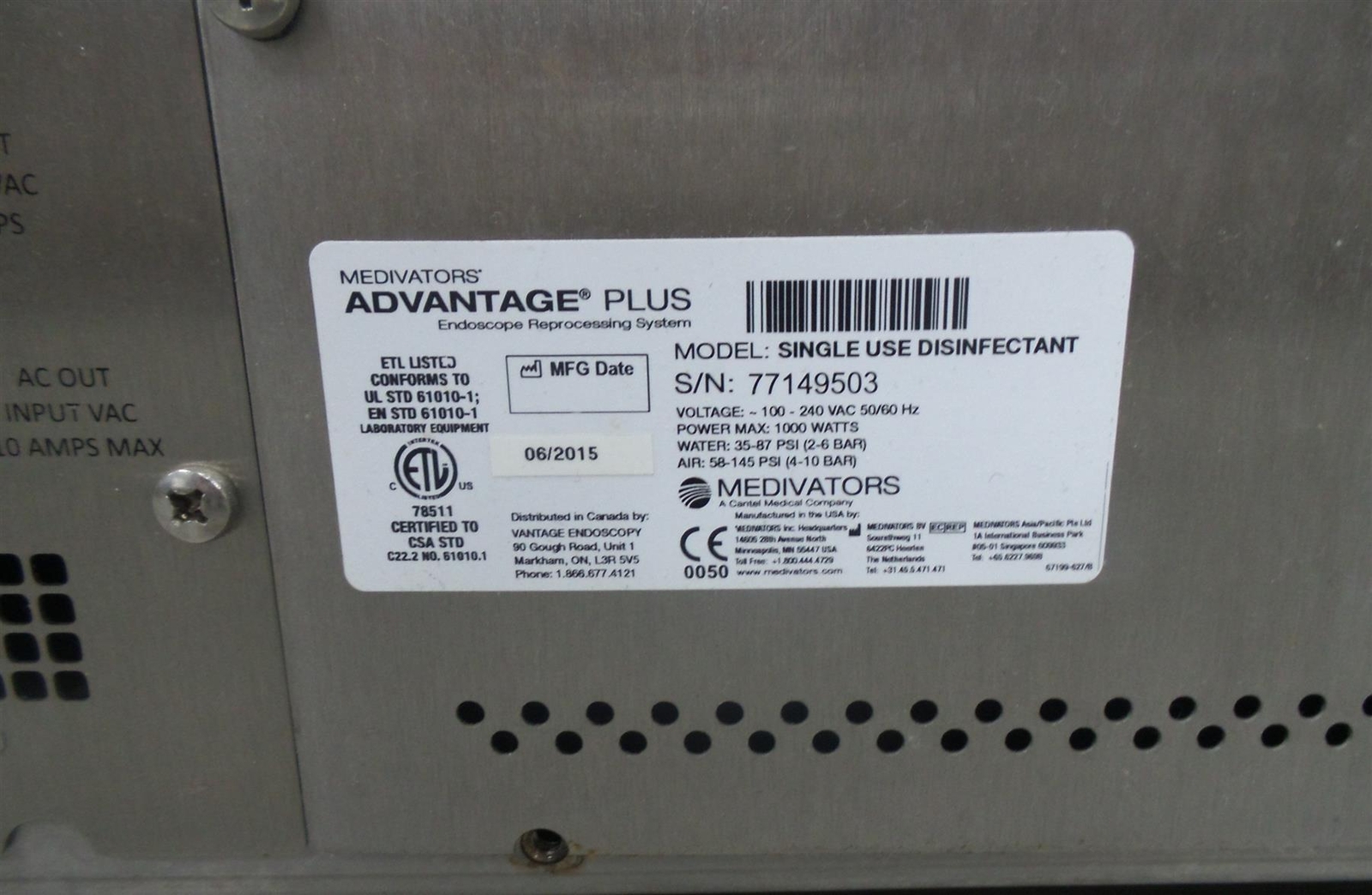 Medivators Advantage Plus Endoscope Reprocessor | eBay