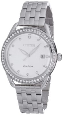 CITIZEN WEEKENDER LTR FE6110-55A ECO-DRIVE SILVER CRYSTAL DIAL WOMENS ...