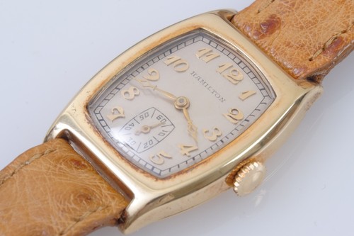 MINT 1940s Hamilton 14k Gold Cushion Shaped Watch | eBay