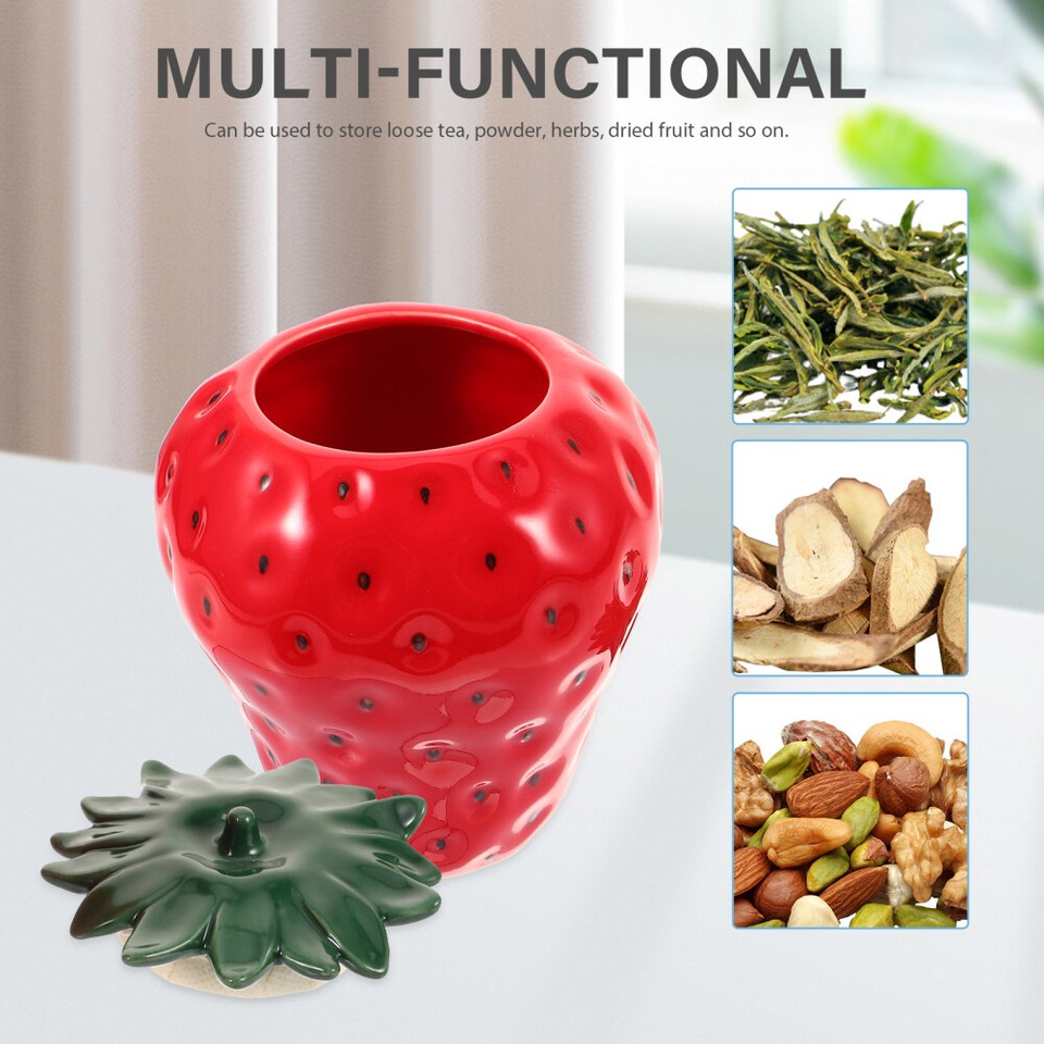 Ceramic Jar Strawberry Shape Jar Ceramic Cookie Jar Tea Canister Food ...