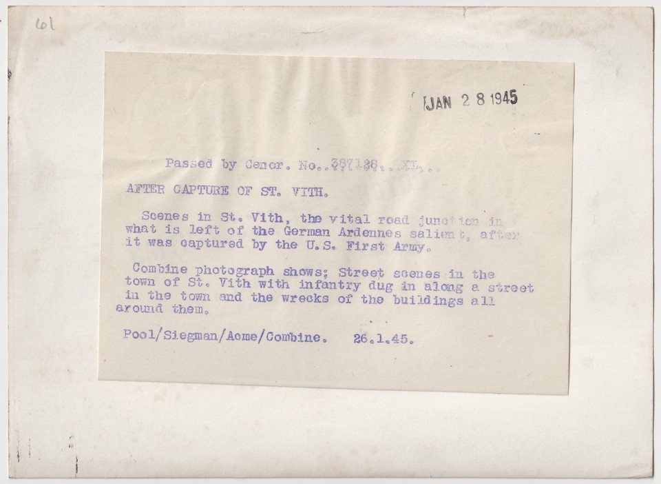 WW2 Press Photo US First Army Battle Of The Bulge St Vith Belgium 1945 ...