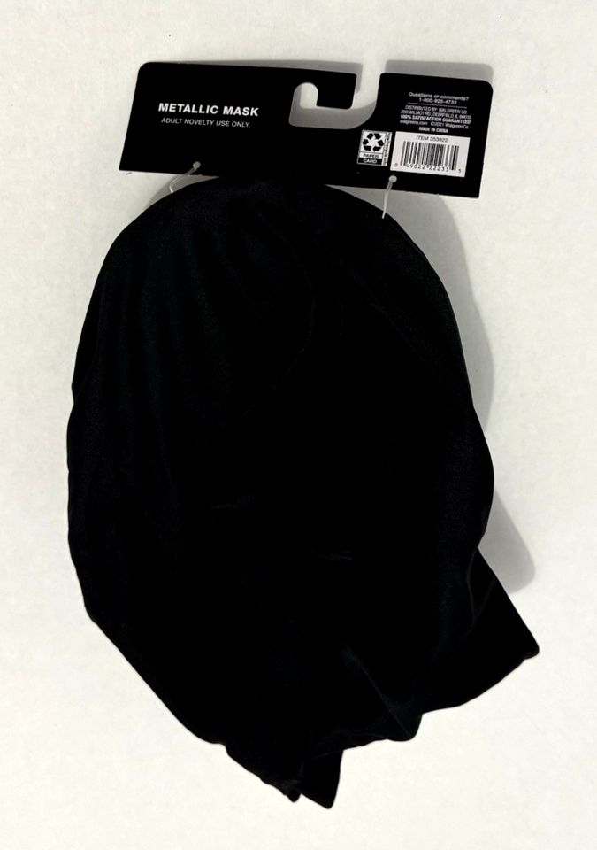 Metallic Happy Halloween Mask Black Cloth Head Cover One Size BRAND NEW ...