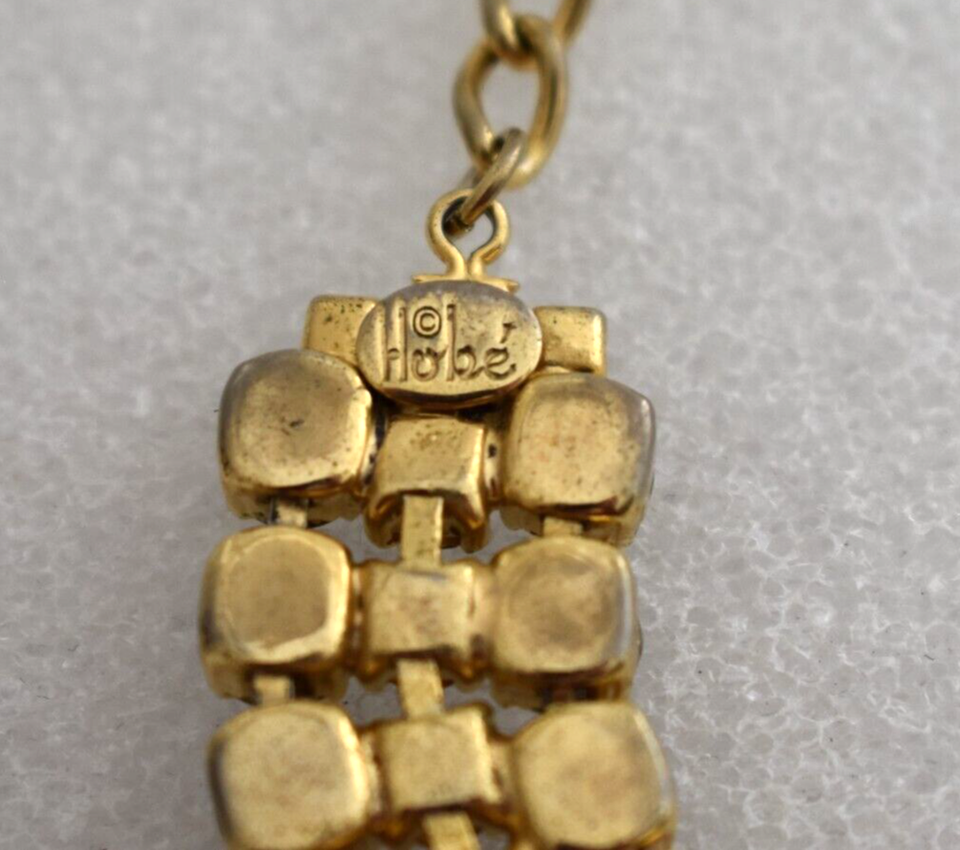 Vintage HOBE Rhinestone Necklace Bracelet & Clip Earring Set Clear Pink ...