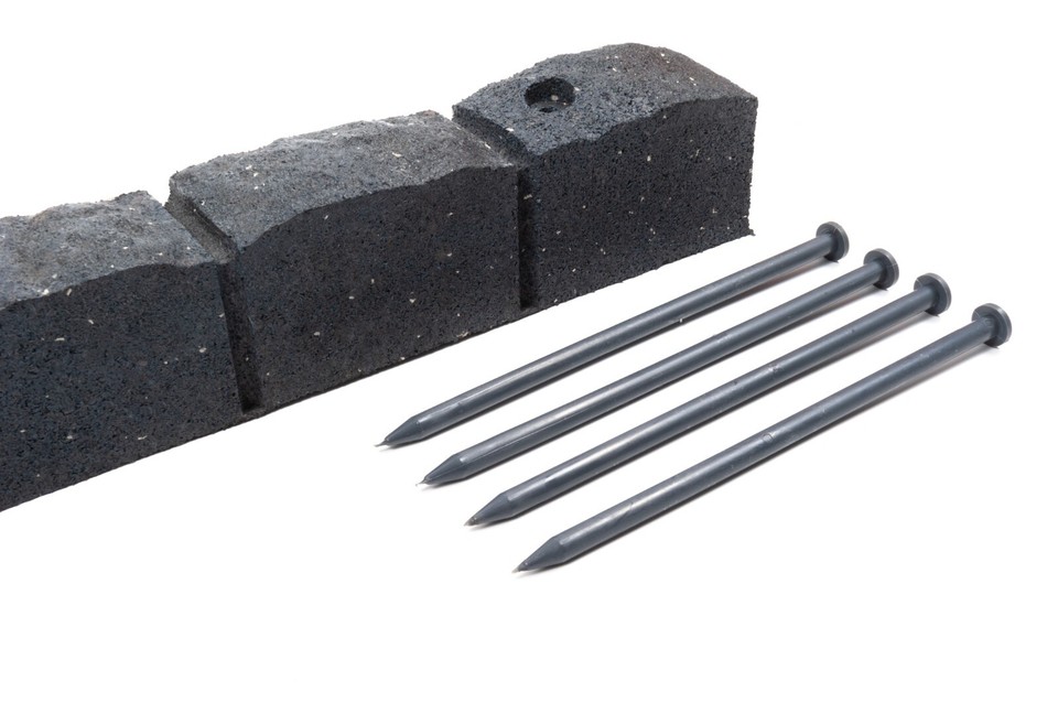 Graphite Earth Flexi Curve 1.2m Garden Edging Lawn Roman Stone Border ...