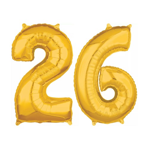 GOLD NUMBER 26 JUMBO BALLOON 26TH BIRTHDAY 86CM DECORATIONS PARTY ...