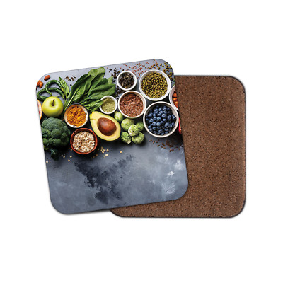 Health Foods Coaster - Fruit Vegetables Avocado Blueberries Cool Fun ...