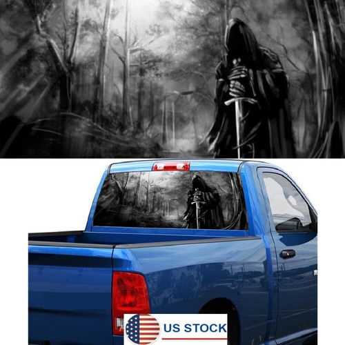 Rear Window Perforated Graphic Decal Grim Reaper Sticker For Pickup ...