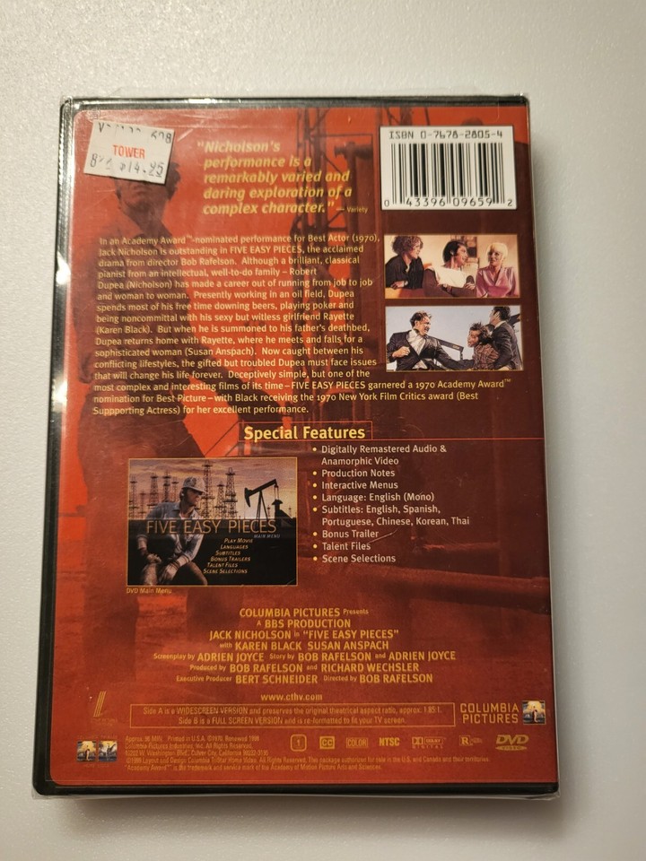 Five Easy Pieces (DVD, 1999) JACK NICHOLSON 43396096592| eBay