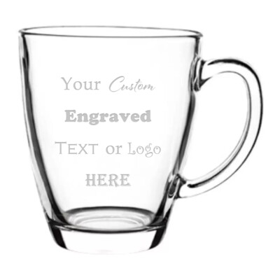 Personalized Round Thin Glass Coffee Tea Mug 12oz Engraved With Your ...
