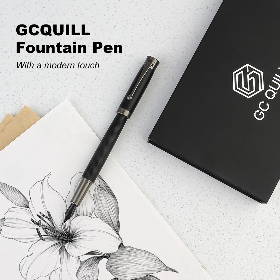 GC QUILL Fountain Pen Set - Fine & Medium Nibs, Includes 18 Ink ...