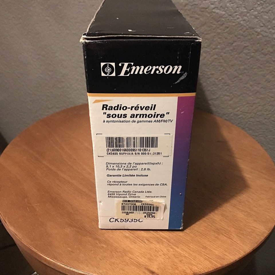 Vtg Emerson Model CK5935C Under Cabinet Space Saver AM-FM Radio Clock ...