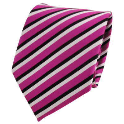 TigerTie Designer Krawatte pink telemagenta schwarz weiß gestreift ...