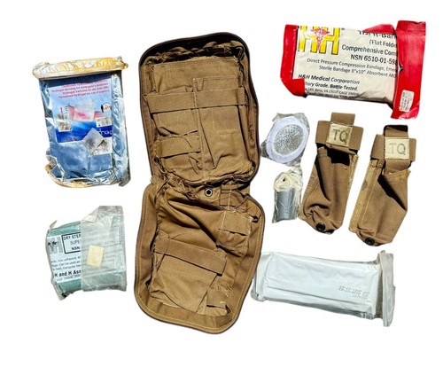 USMC IFAK Zippered First Aid Kit Tourniquet Pouch Coyote with Medical ...