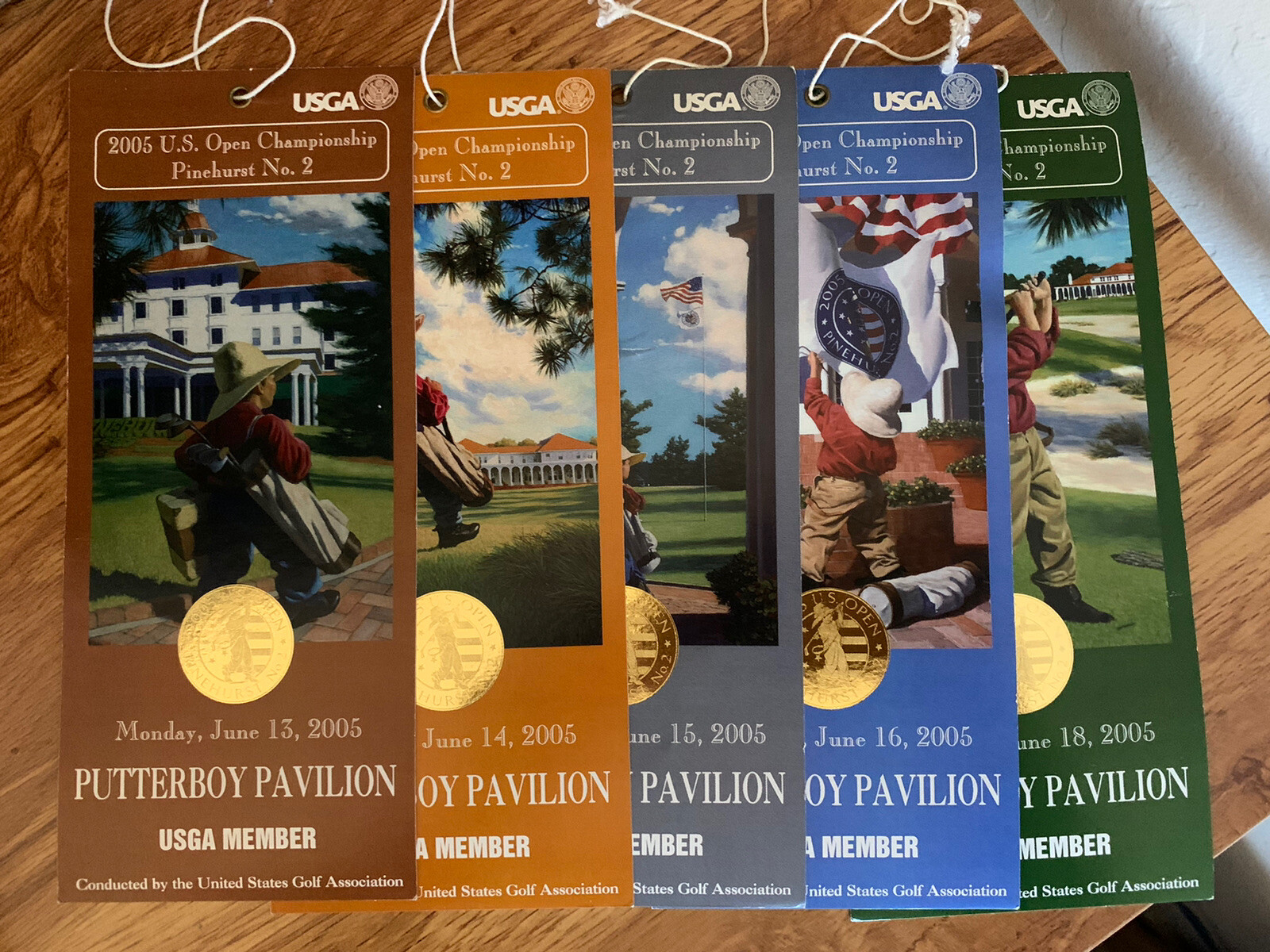 2005 US OPEN GOLF PINEHURST TICKETS (5)-Putterboy Pavillion/USGA Member ...