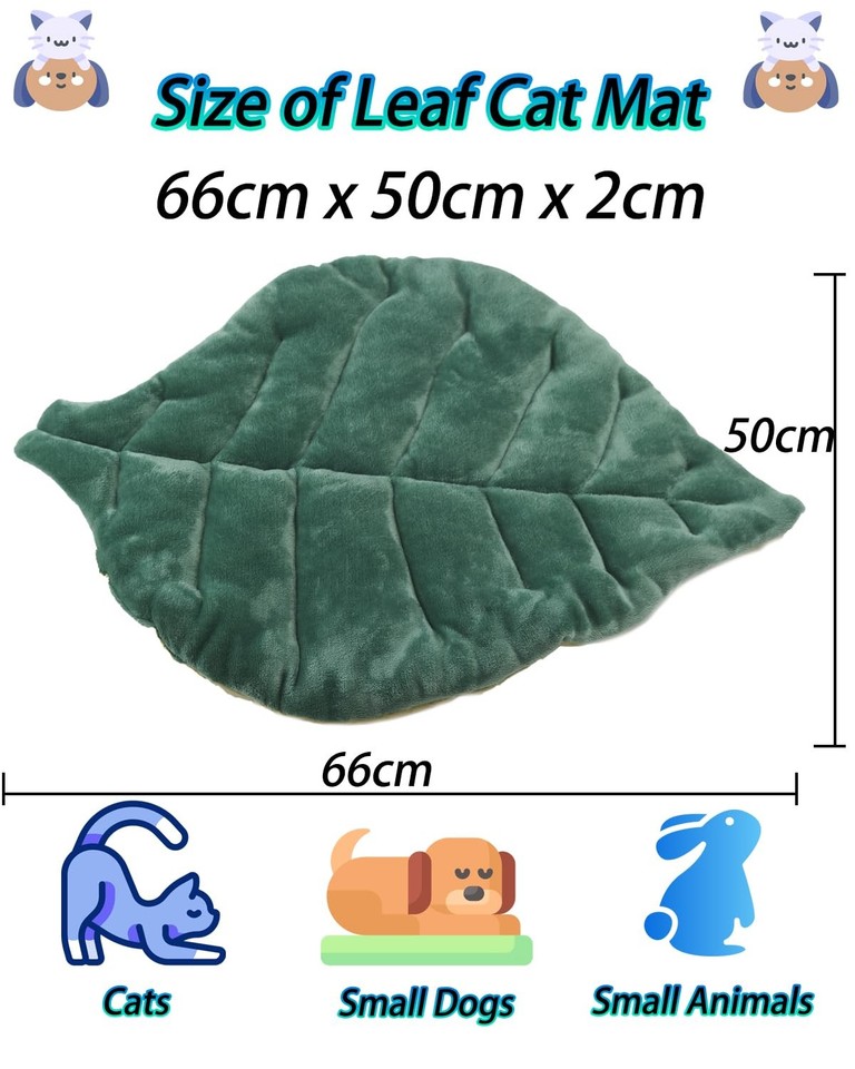 Cat Mat Self Warming Cat Bed 26"x20" Leaf Shaped Cotton Soft Warm Pet ...
