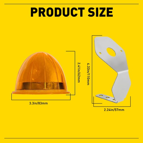 Amber LED Watermelon Marker Turn Signal Clearance Light w/ Base ...