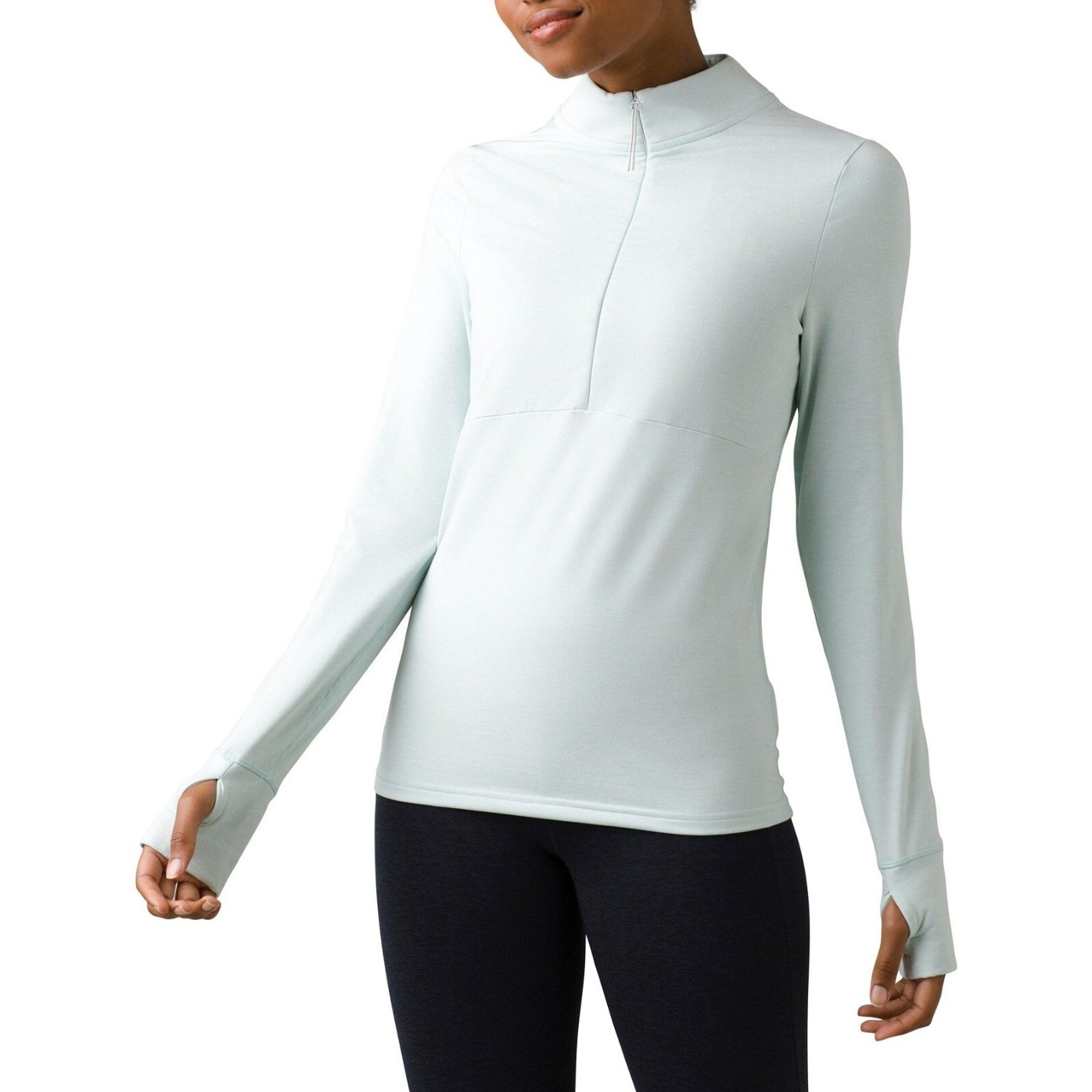 prAna Ice Flow Half Zip Pullover Thumbholes Zip Pocket Frost Blue S | eBay