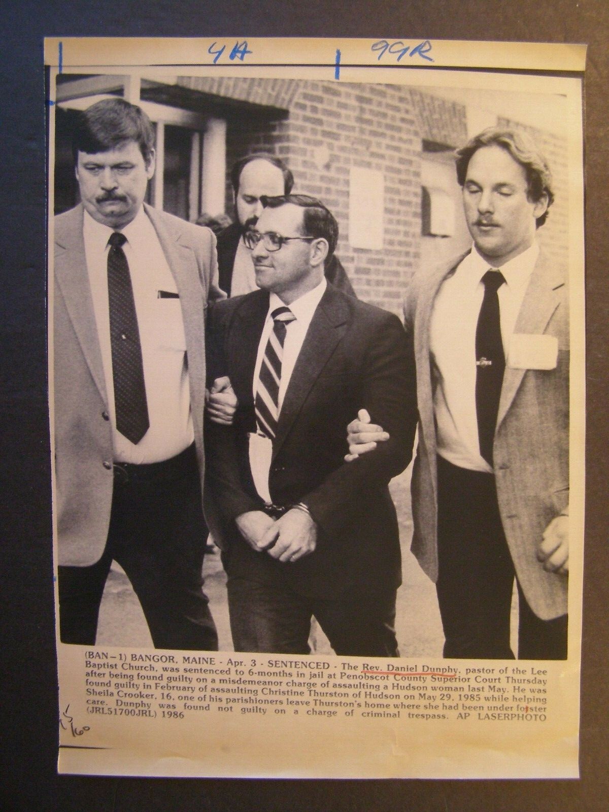 AP Wire Press Photo 1986 Rev Daniel Dunphy Sentenced guilty Assaulting ...