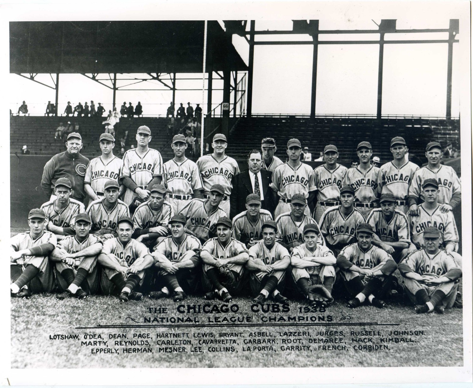 1938 Chicago Cubs 8 x 10" Team Photo National League Champions Dean ...