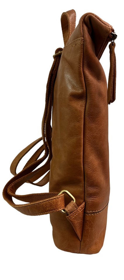 Rowallan Scotland Large Rustic Tan Zip Leather FoldOver Rucksack ...