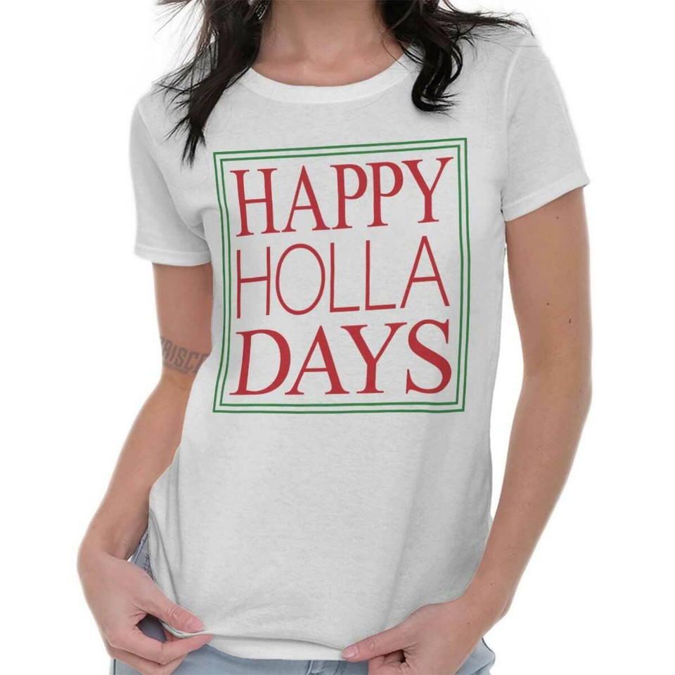 Happy Holla Day Christmas Holiday Santa Claus Graphic T Shirts for ...