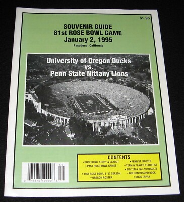 ROSE BOWL 1995 RARE LOCAL EUGENE GUIDE PENN STATE NITTANY LIONS vs ...