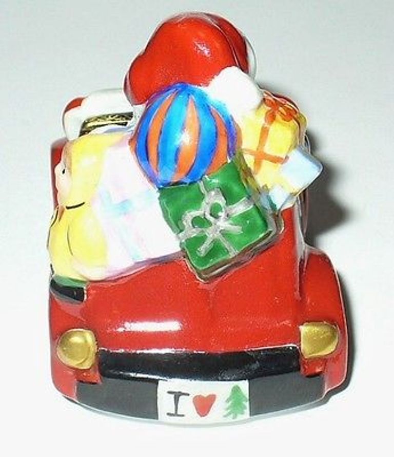 LIMOGES BOX ~ CHRISTMAS ~ SANTA CLAUS & JOLLY JALOPY CAR ~CHRISTOPHER ...