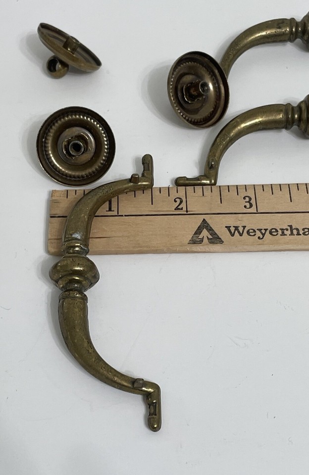 KBC Brass Drop Bail Handle Drawer Pull Rosettes 3” Centers N1191 | eBay