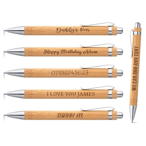 Personalised Pen Engraved Bamboo, Natural Wooden Handwriting Pen ...