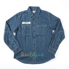 Men's Vintage ARMY Railroad Striped Denim Long sleeve Shirts Casual ...