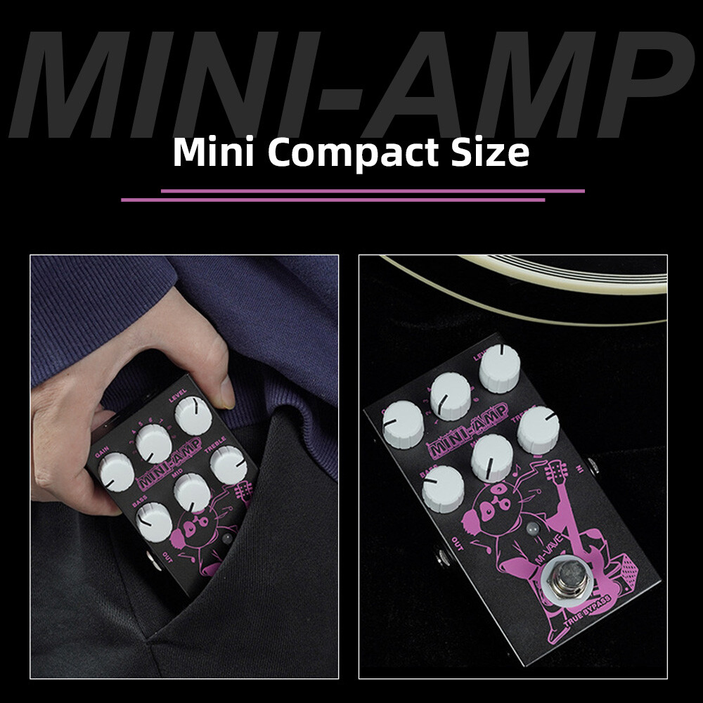 M-VAVE MINI-AMP Pre-amp Simulation Guitar Effect Pedal 3-Gear EQ ...