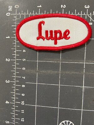 Vintage Lupe Name Tag Patch Badge Script Cursive White Red Oil & Gas ...